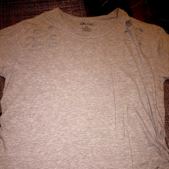 On Fire | Tops | Adorable Shirt With Rips And Scrunched Sides | Poshmark